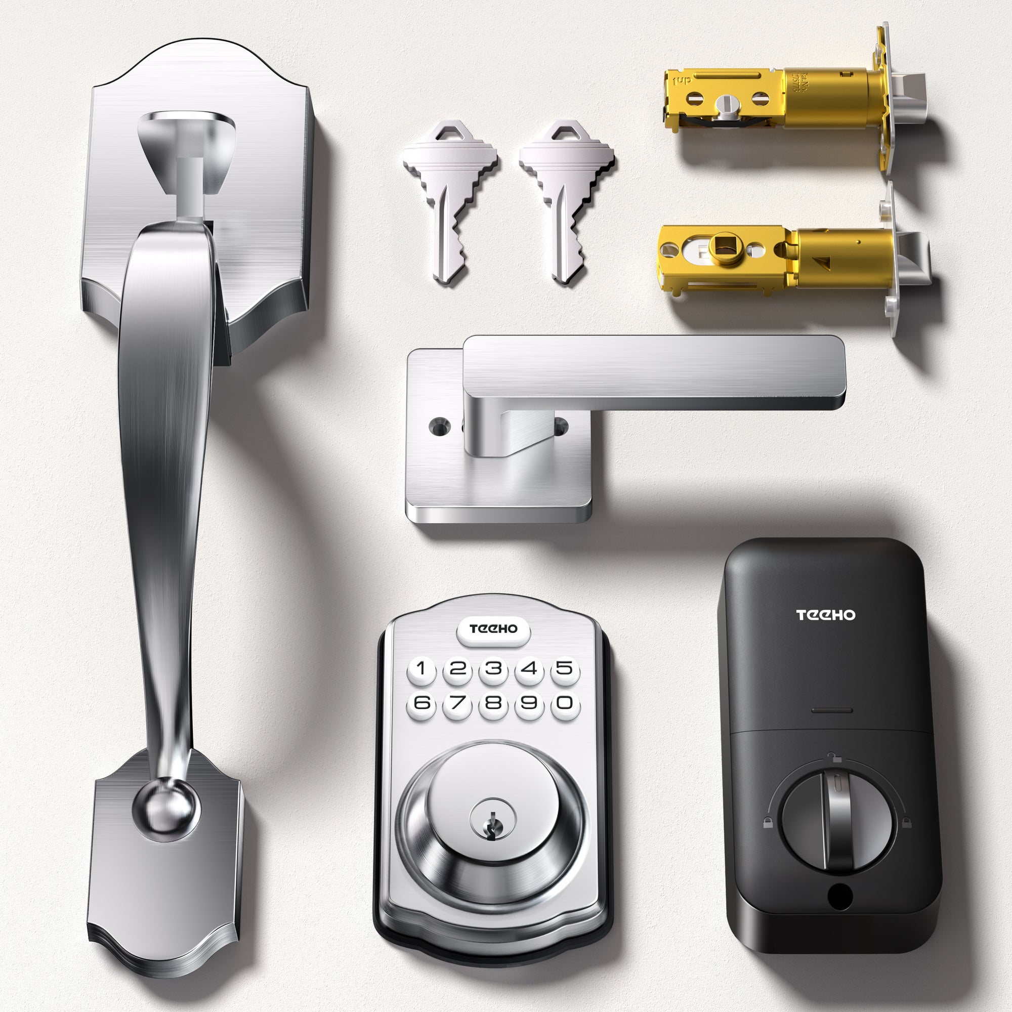TEEHO TK001H Keyless Entry Door Lock Deadbolt with Handle Set