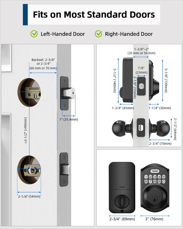 TEEHO TE001K Keypad Deadbolt Set - Keyless Entry Front Door Lock Set w